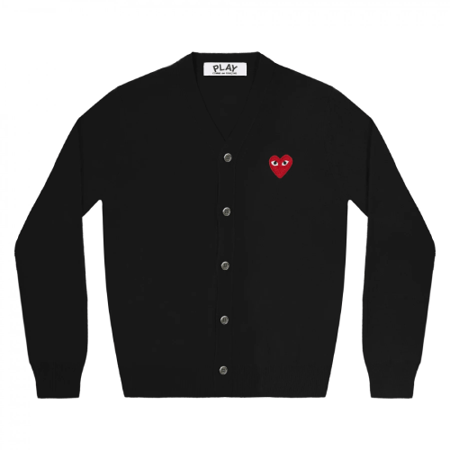 Cdg Play Men’s Cardigan Red Emblem Black -「CDGプレイ カーディガン レッドハート ...