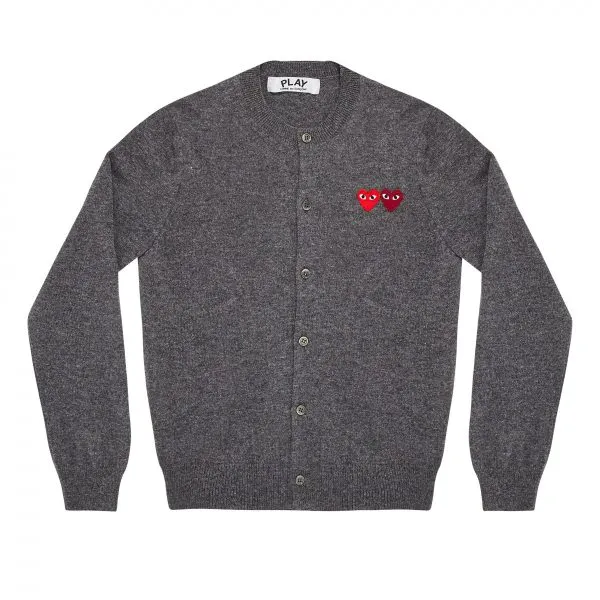 CDG Play Double Heart Cardigan (Grey) - CDG プレイ カーディガン - Comme Des ...