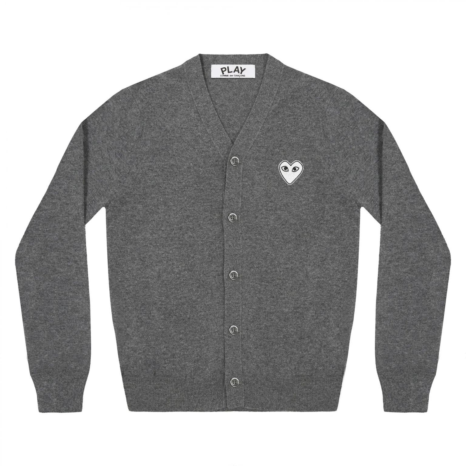 CDG Play Men Cardigan White Heart Dark Grey - CDG PLAY カーディガン - Comme ...
