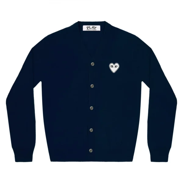 CDG Play Men Cardigan White Heart Navy - CDG PLAY カーディガン - Comme Des ...